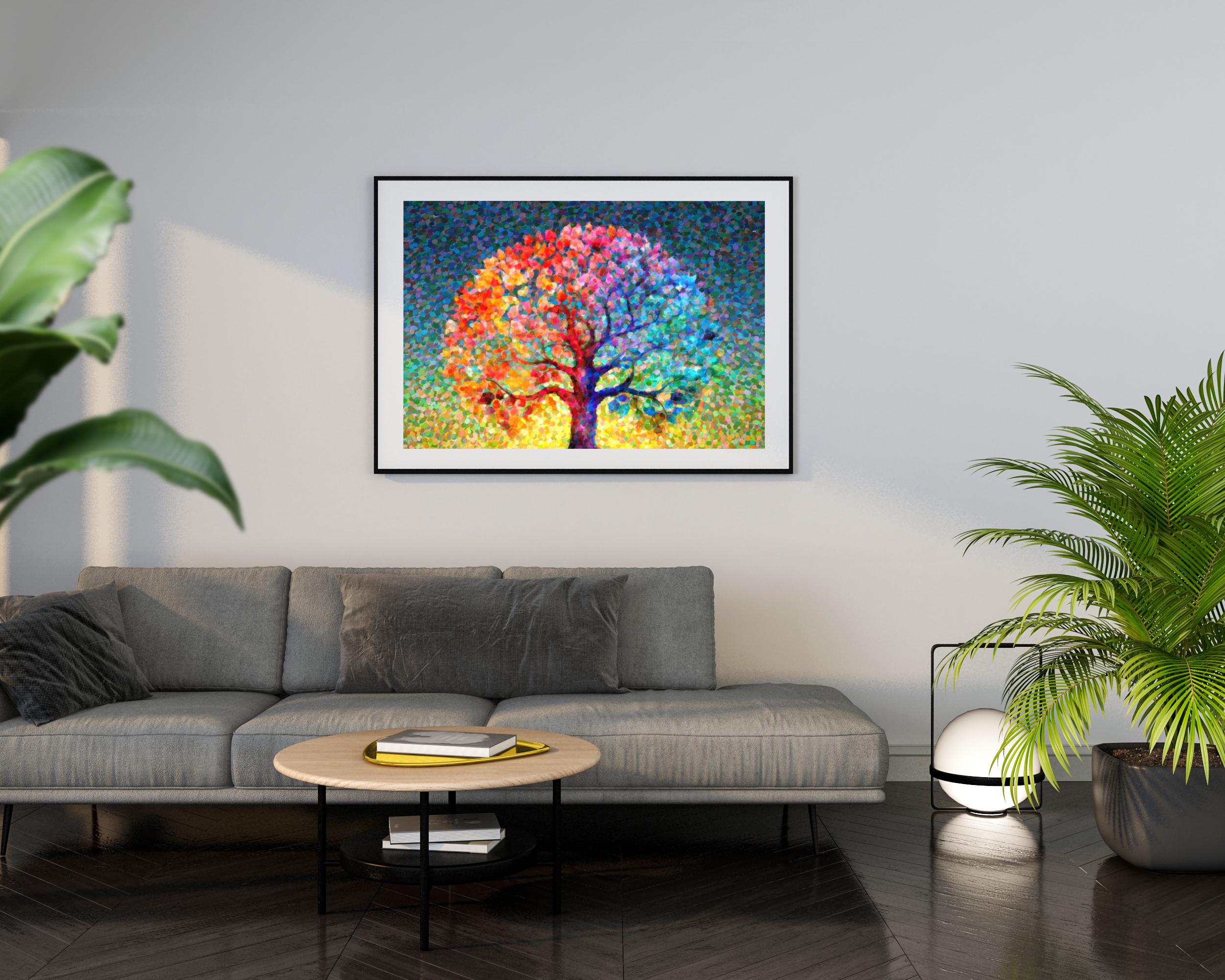 5 Pointillism Art Landscapes - Trees and City Landscape - Gift ...