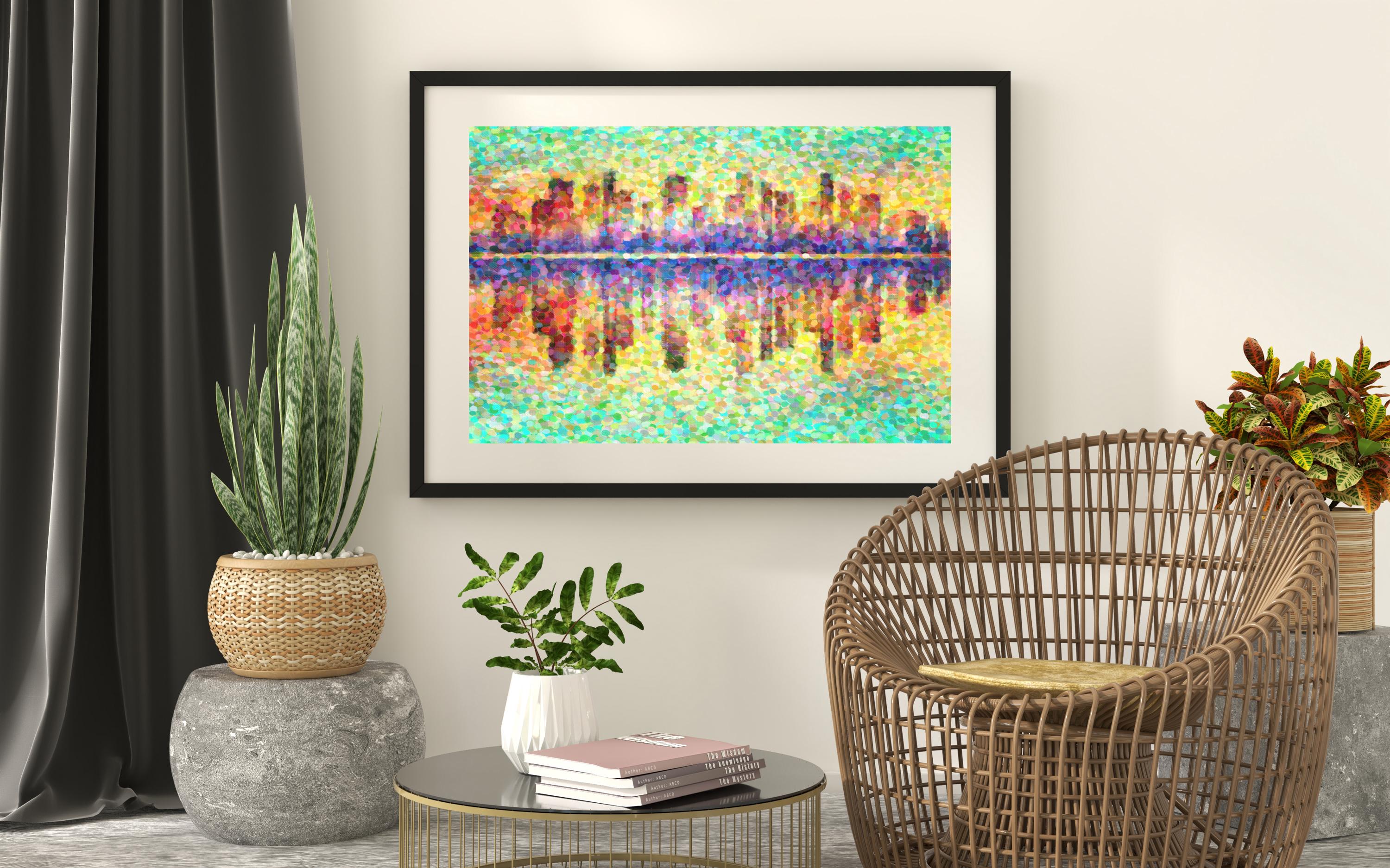 5 Pointillism Art Landscapes - Trees and City Landscape - Gift ...