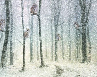 5 Pointillism Art Landscapes - Trees and City Landscape - Gift ...