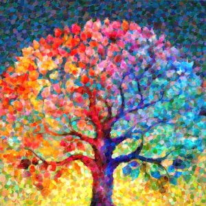 5 Pointillism Art Landscapes - Trees and City Landscape - Gift ...