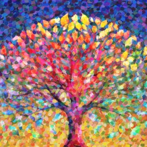 5 Pointillism Art Landscapes - Trees and City Landscape - Gift ...