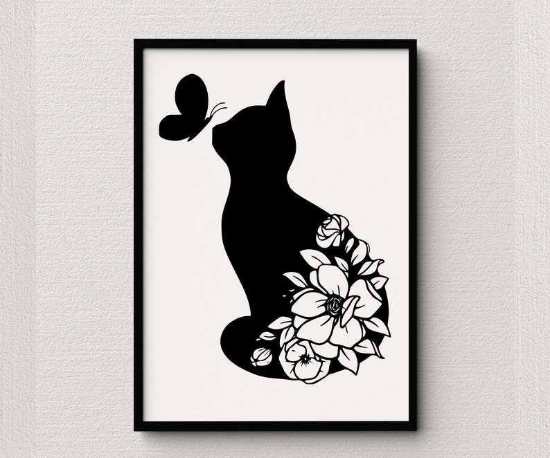 Floral Cat SVG Png| Cat SVG Files for Silhouette Cameo & Cricut.floral ...