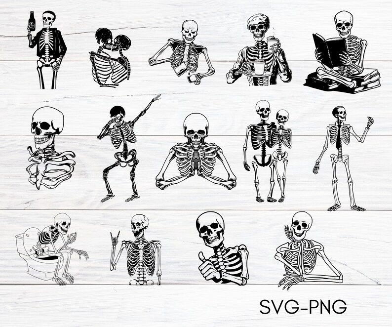 SKELETON SVG, Skeleton Svg Bundle, Skeleton Clipart, Halloween Svg ...