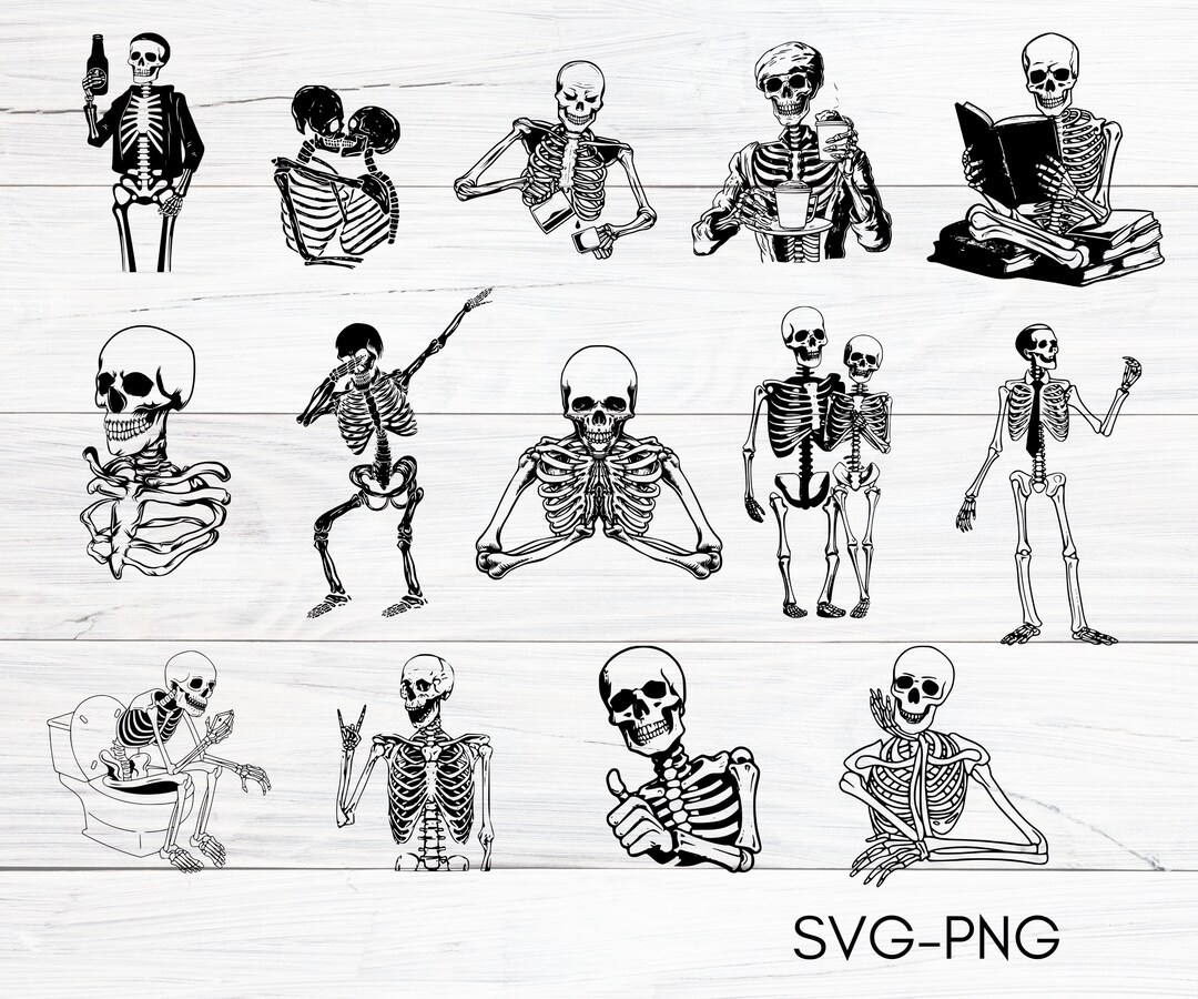 SKELETON SVG, Skeleton Svg Bundle, Skeleton Clipart, Halloween Svg ...
