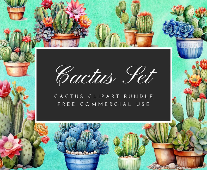 Cactus Watercolor Clipart Bundle Free Commercial Use - Etsy