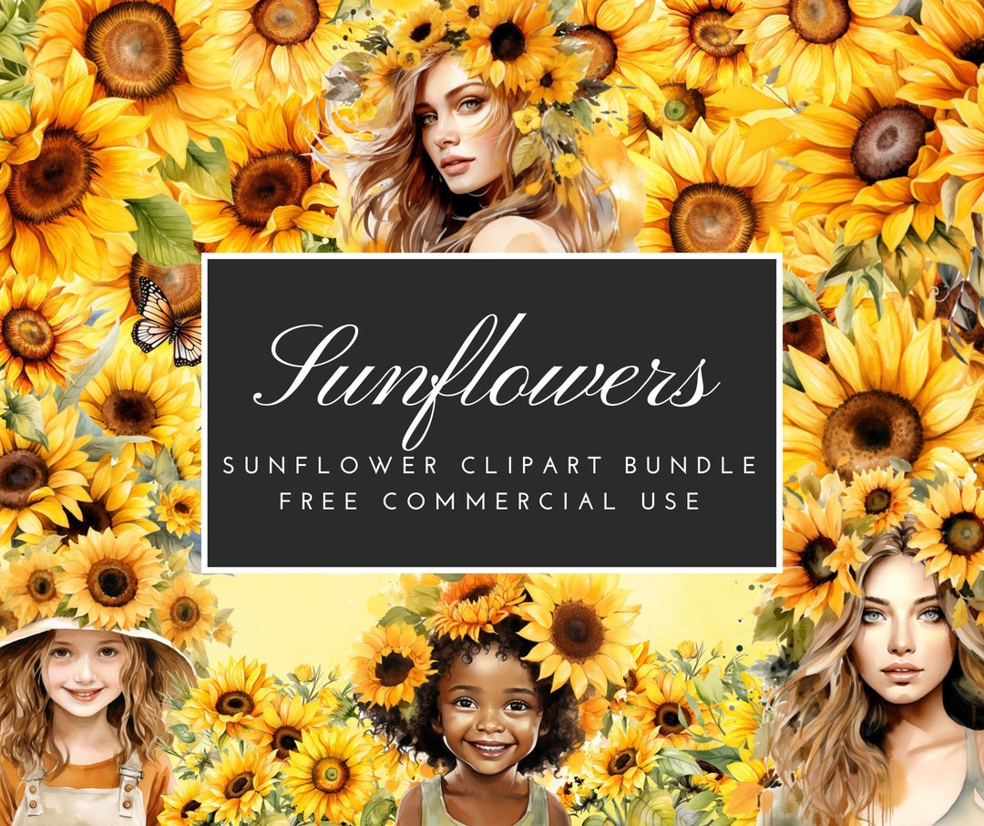 Watercolor Sunflowers Digital Clipart Bundle Free Commercial Use - Etsy