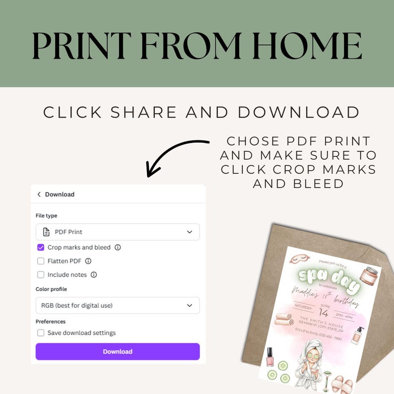 Spa Day Birthday Invitation, Girls Pamper Party Invite (digital ...