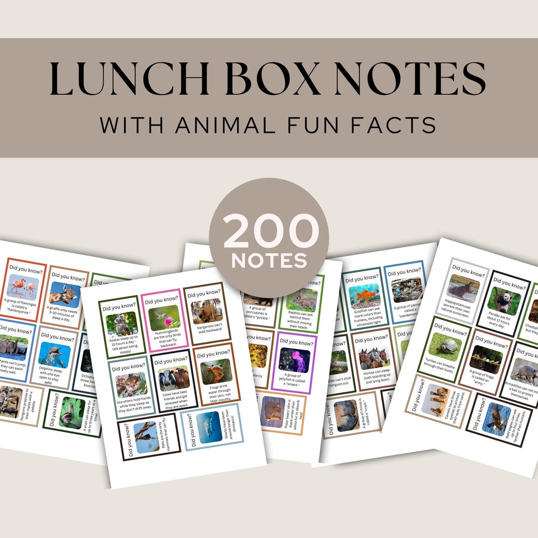 Fun Animal Fact Lunch Box Notes for Kids | Inspiring & Educational ...