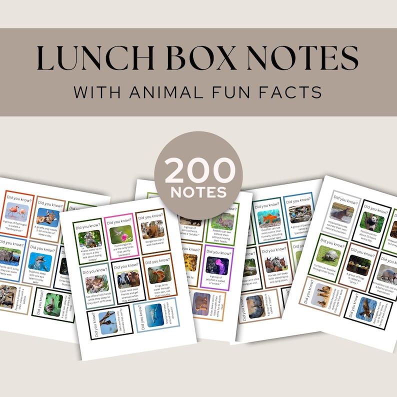 Fun Animal Fact Lunch Box Notes for Kids | Inspiring & Educational ...