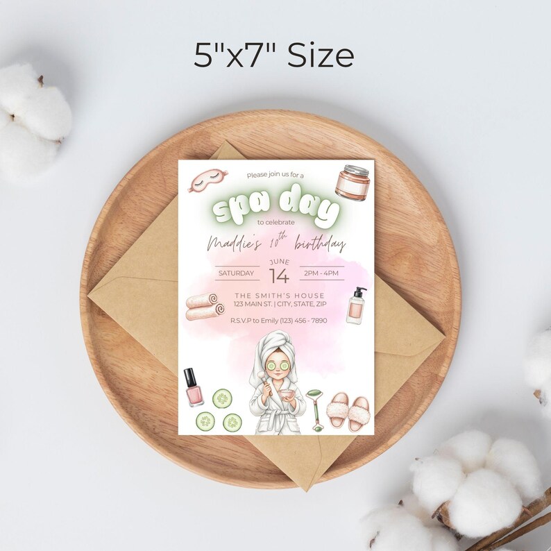 Spa Day Birthday Invitation, Girls Pamper Party Invite (digital ...