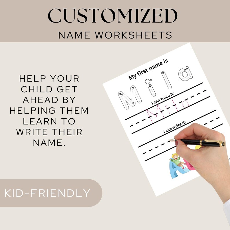 Custom Name Tracing Worksheet: Preschool Writing Practice (digital ...
