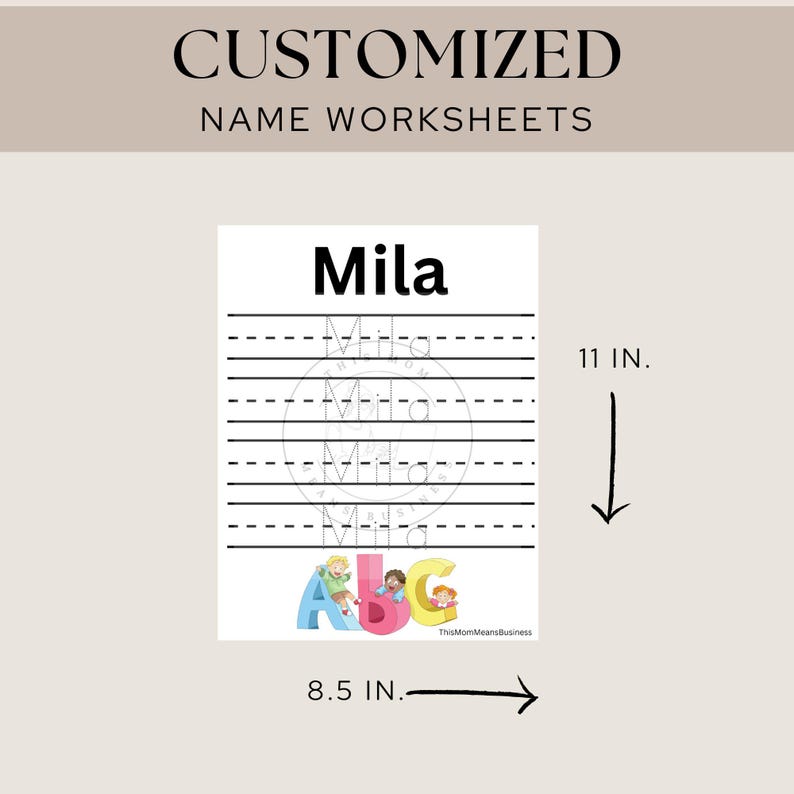 Custom Name Tracing Worksheet: Preschool Writing Practice (digital ...