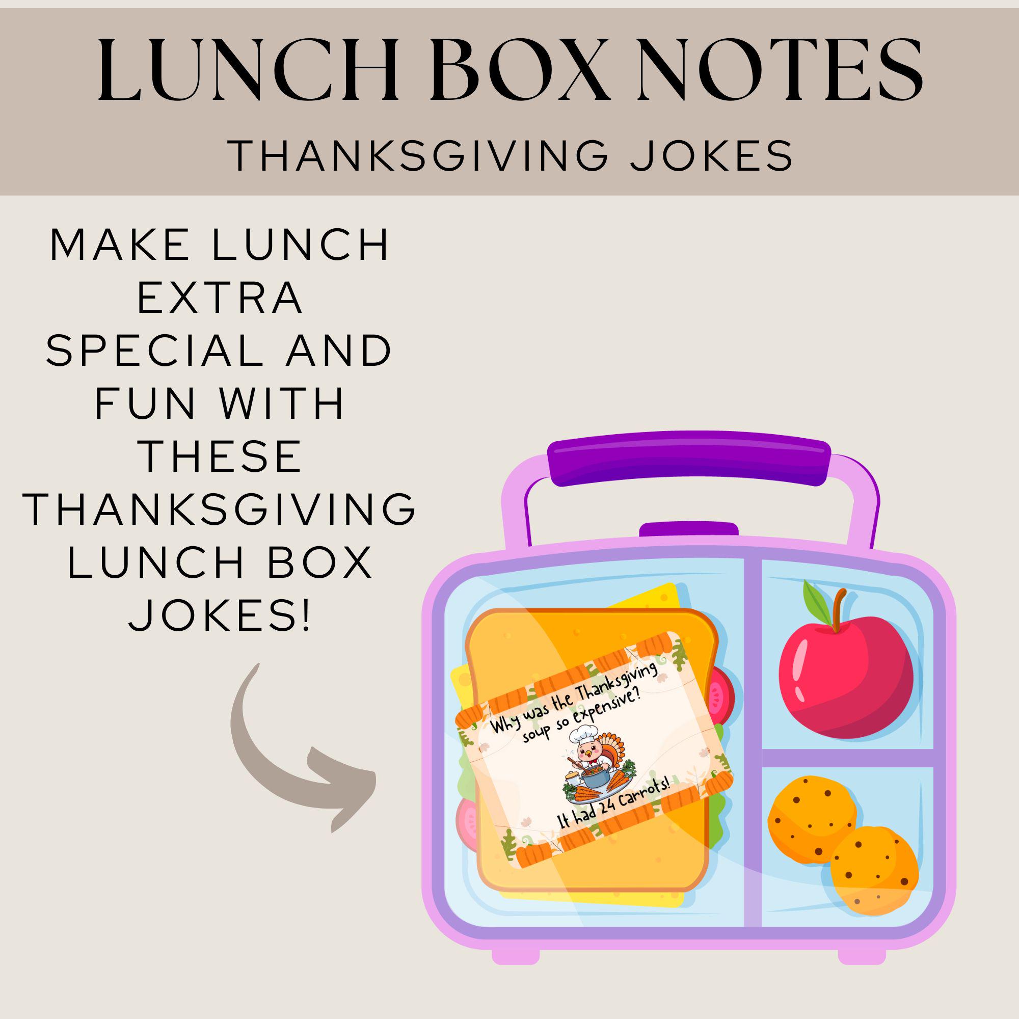 Kids Thanksgiving Lunch Box Jokes | Funny Thanksgiving Notes ...