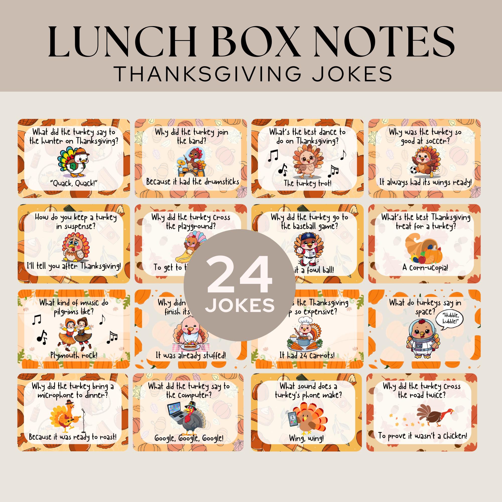 Kids Thanksgiving Lunch Box Jokes | Funny Thanksgiving Notes ...
