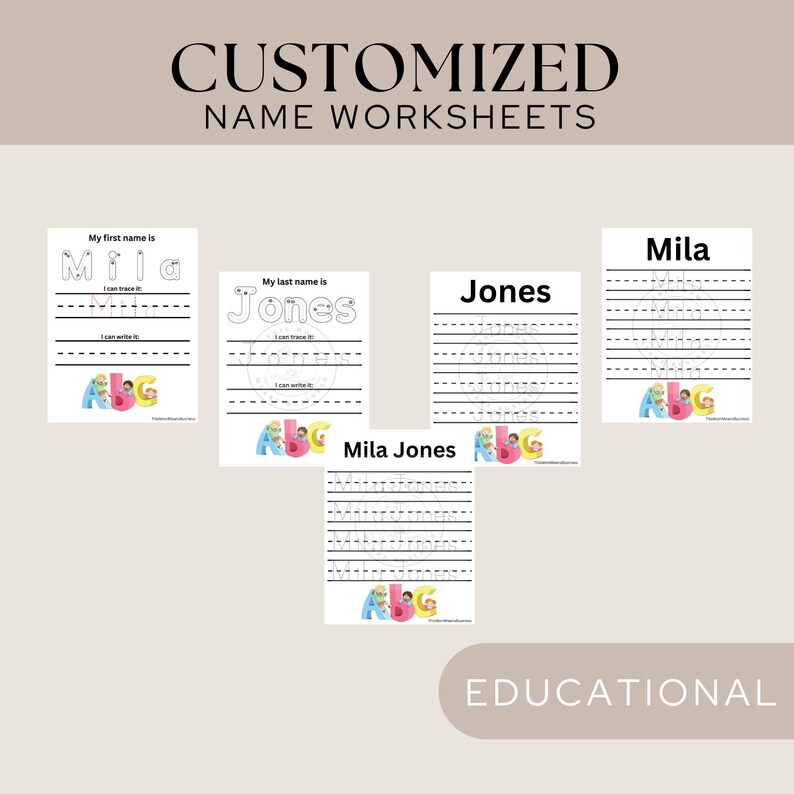 Custom Name Tracing Worksheet: Preschool Writing Practice (digital ...