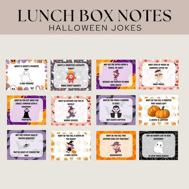 Kids Halloween Lunch Box Jokes: Spooky Printable Cards (digital ...
