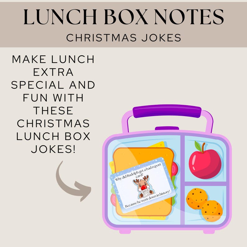 Kids Christmas Lunch Box Jokes: 30 Printable Holiday Notes (digital ...