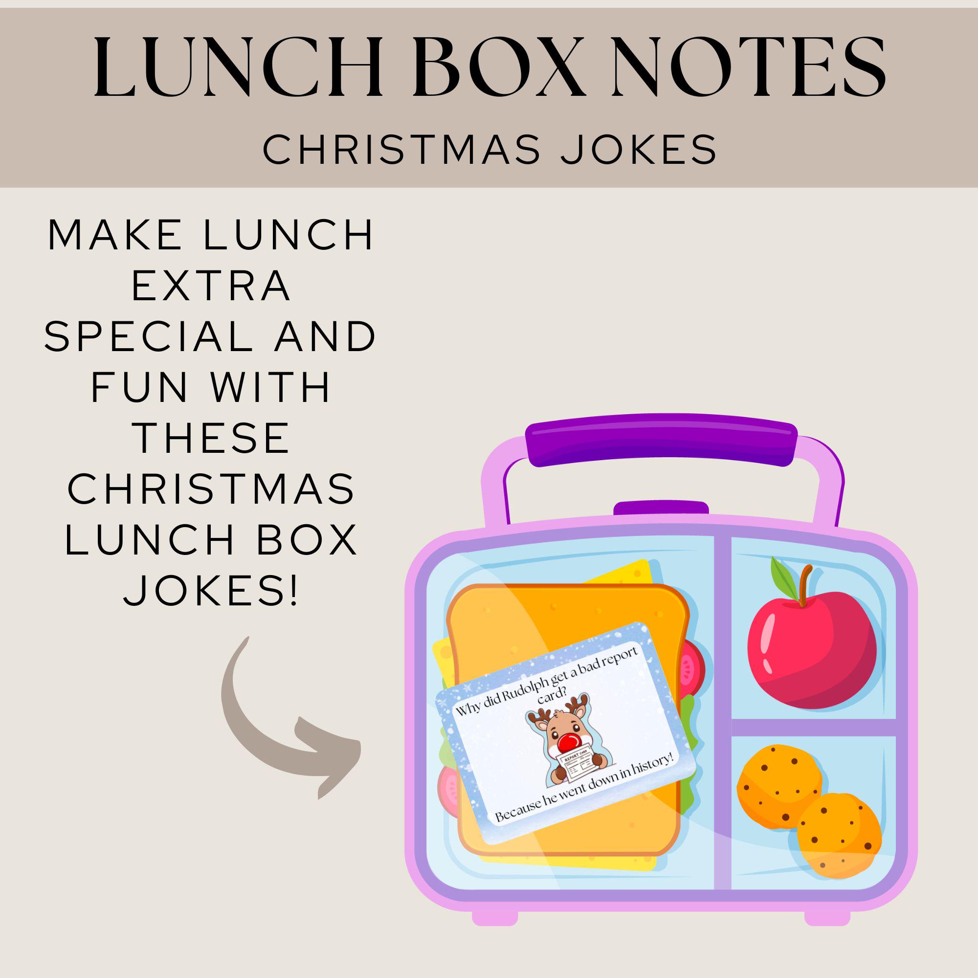 Kids Christmas Lunch Box Jokes: 30 Printable Holiday Notes (digital ...