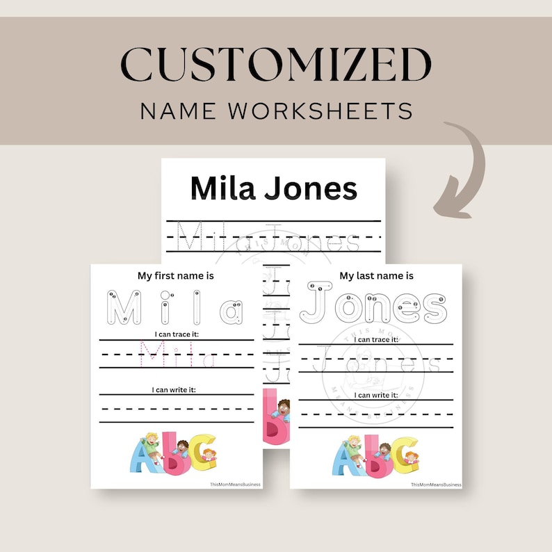 Custom Name Tracing Worksheet: Preschool Writing Practice (digital ...