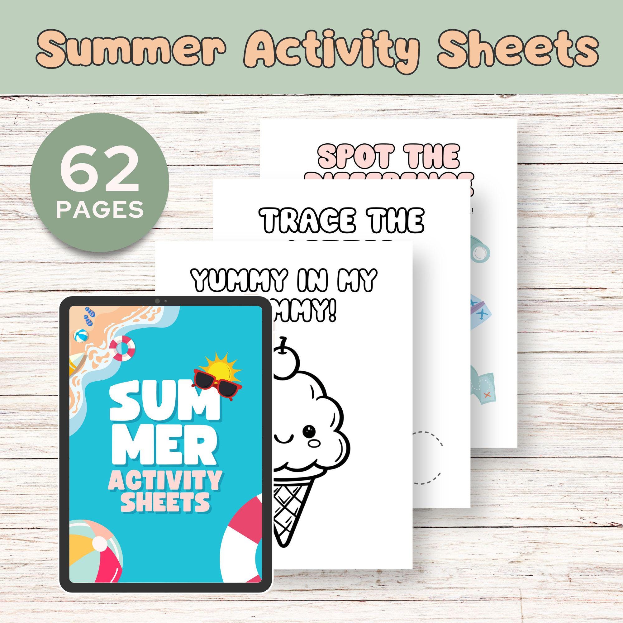 Summer Activity Sheets: Toddler Learning Workbook (printable PDF) - Etsy