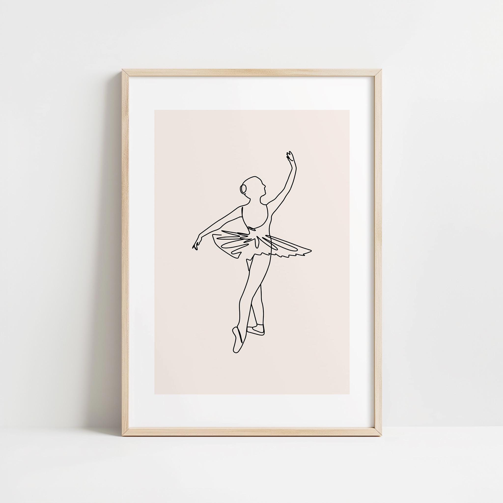 Ballet Line Art Wall Art Set of 3 | Minimalist Ballerina Wall Art ...
