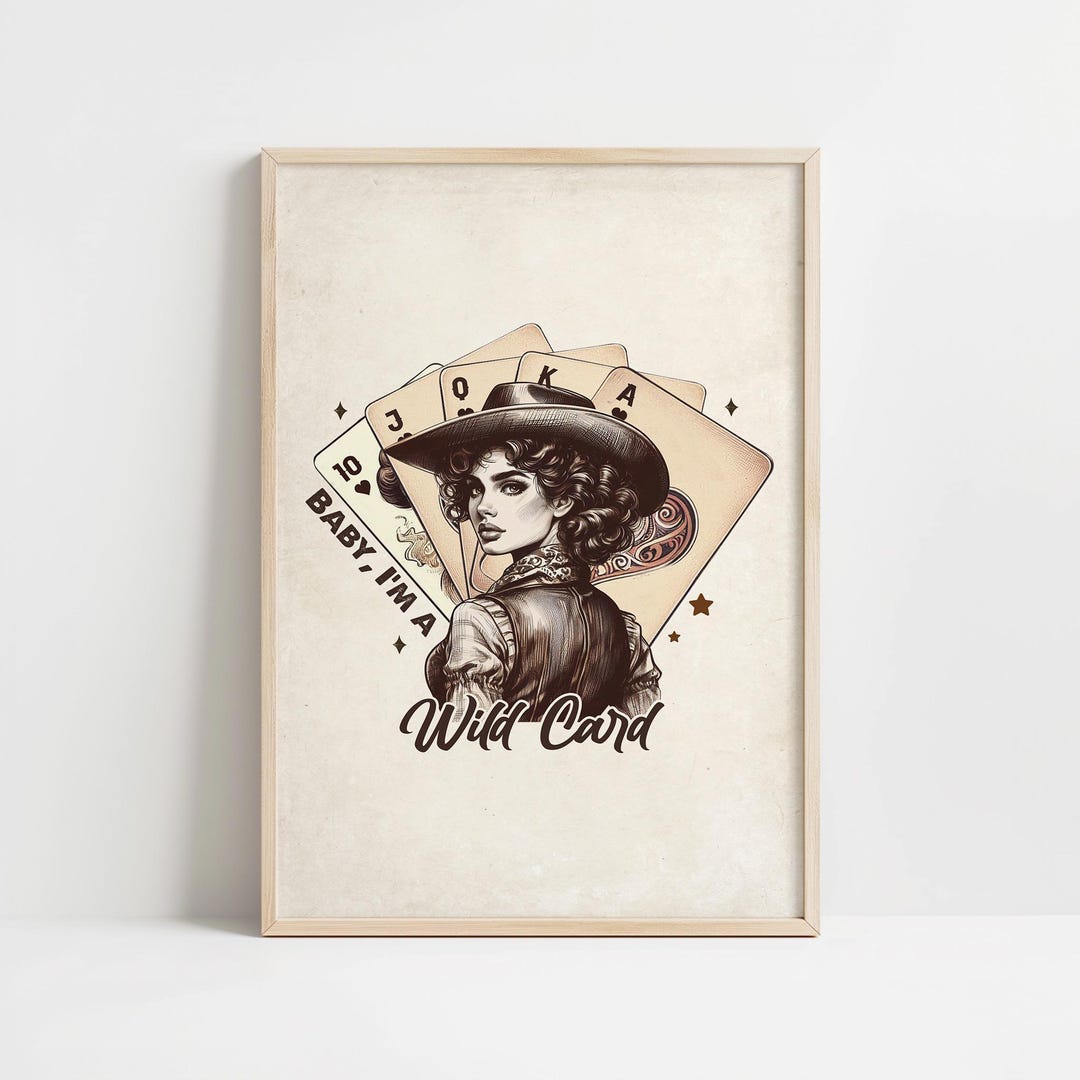 Trendy Retro Western Cowgirl Wall Art, Baby I’m A Wildcard Wall Poster ...