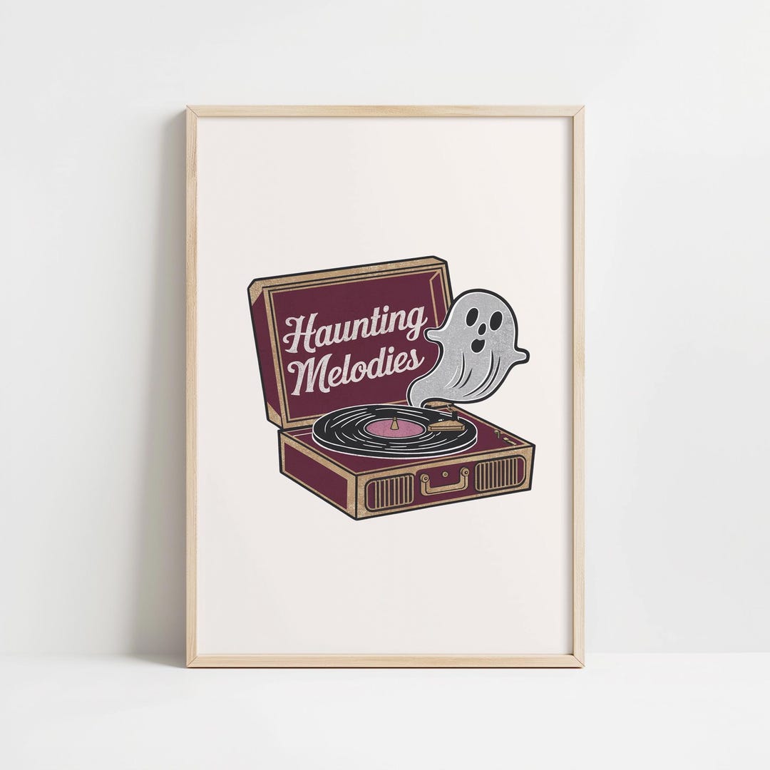 Haunting Melodies Vinyl Ghost Halloween Wall Art Print, Halloween Wall ...