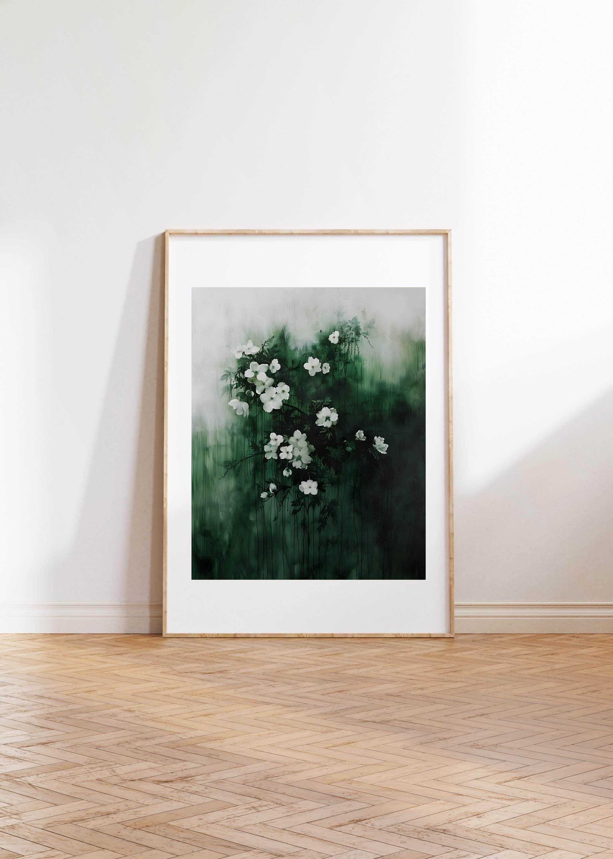 Minimalist Moody White Flower Wall Art Print, Elegant Botanical Wall ...