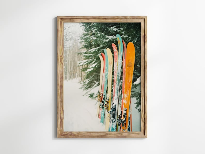 Colorful Vintage Ski Wall Art | Retro Winter Mountain Decor | Printable ...