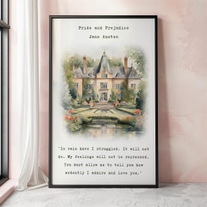 Jane Austen Inspirational Literary Quote Art Print, Pride and Prejudice ...