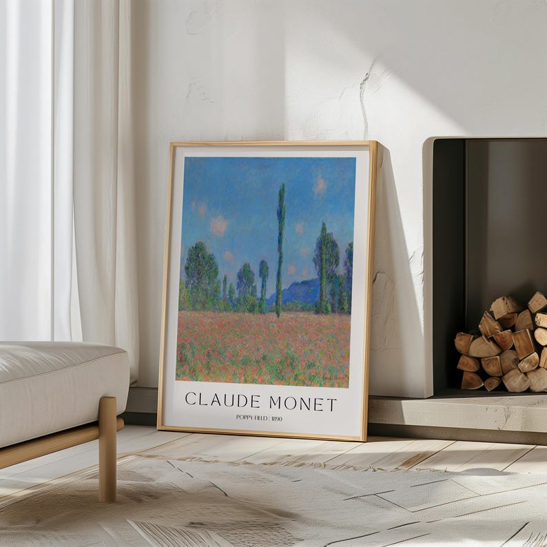 Vintage Claude Monet Painting | Poppy Field Landscape Art | French ...