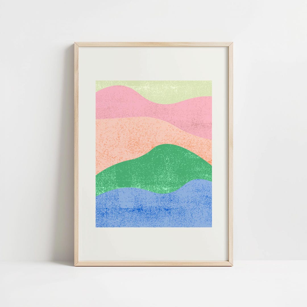 Monochromatic Mountain Landscape Portrait, Abstract Mountains Wall Art ...