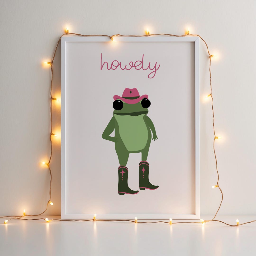 Cowboy Frog Wall Art | Cute Western Frog Poster | Funny Animal Print ...