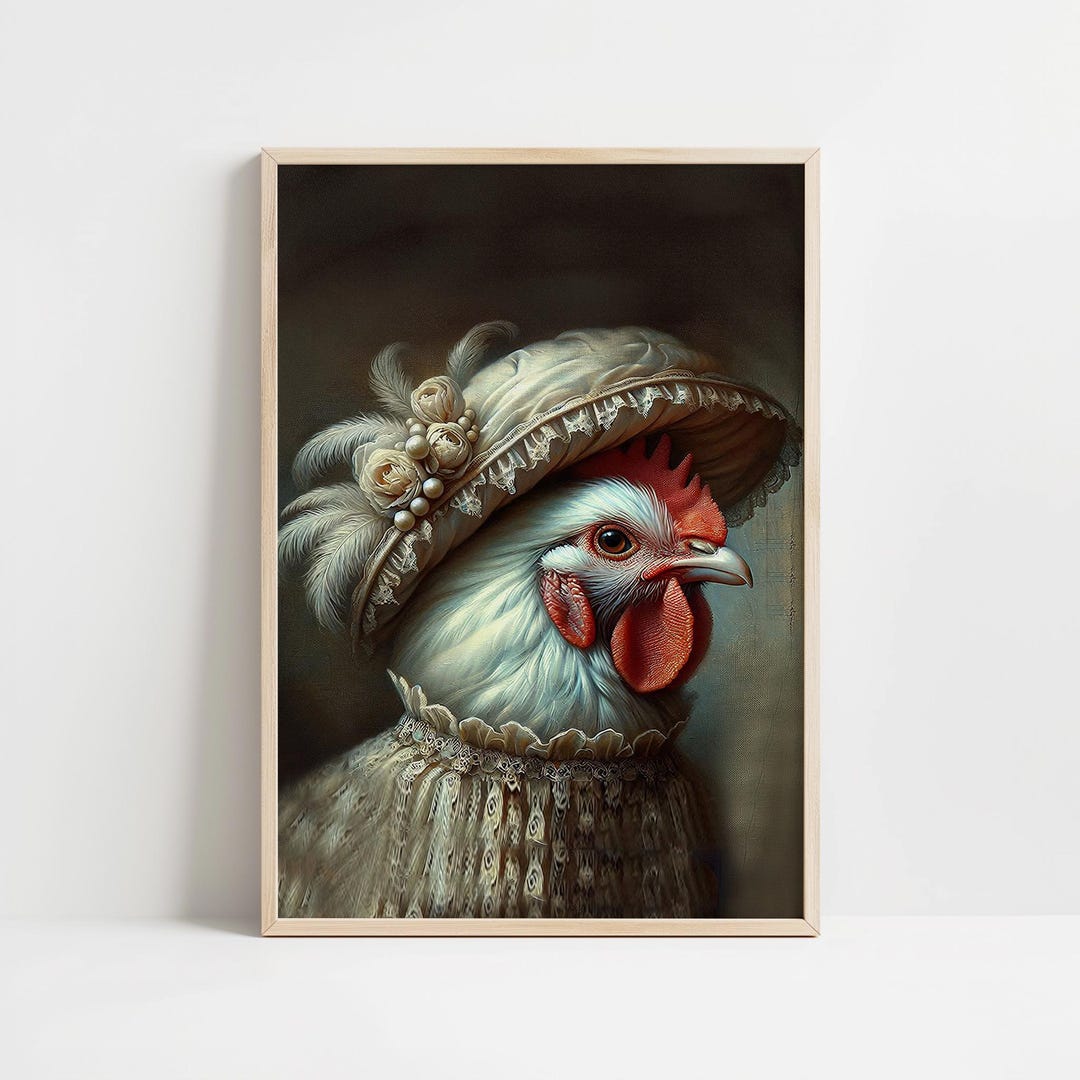 Victorian Style Chicken Wall Print, Dark Cottagecore Poster, Victorian ...