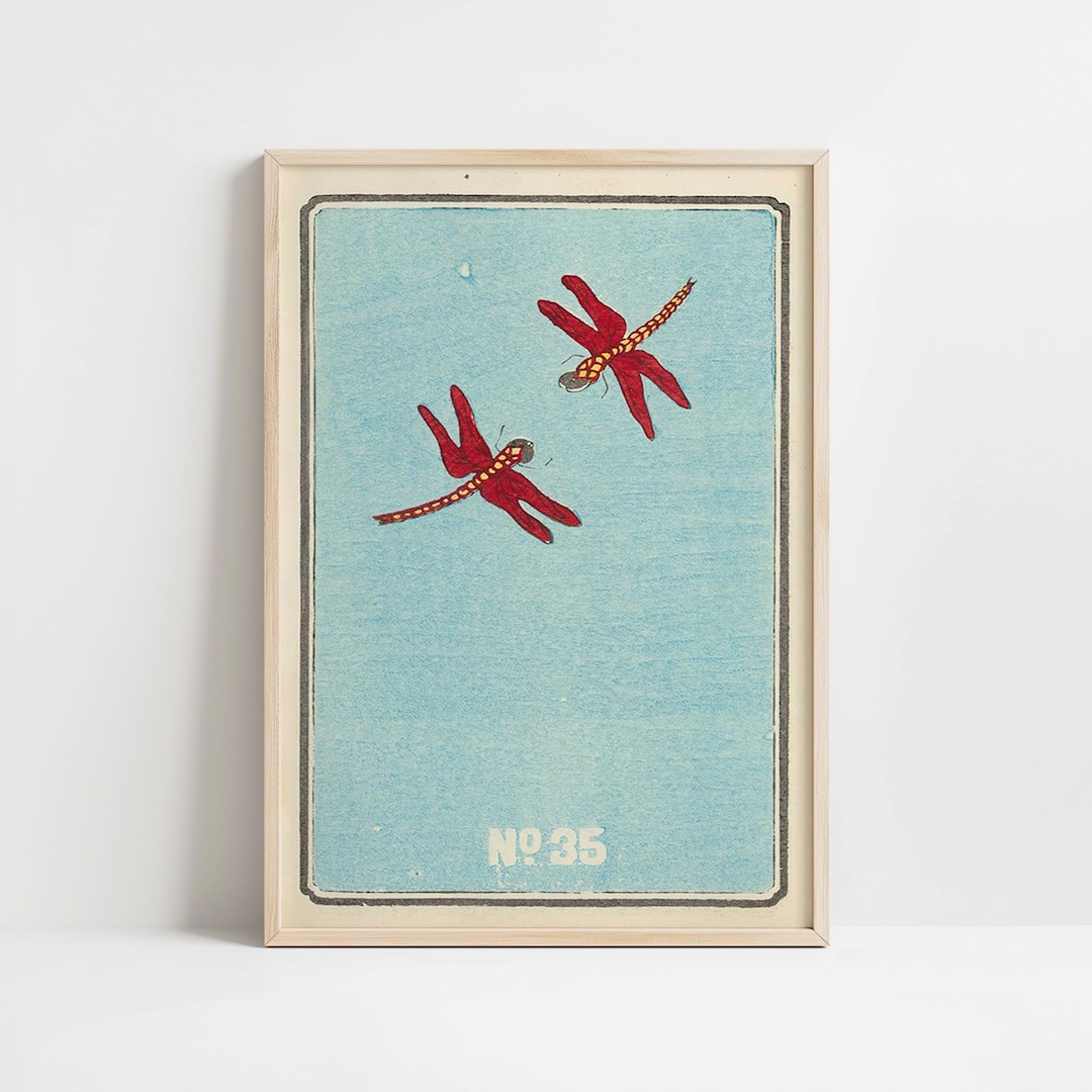 Vintage Japanese Dragonfly Illustration | Retro Insect Art Print ...