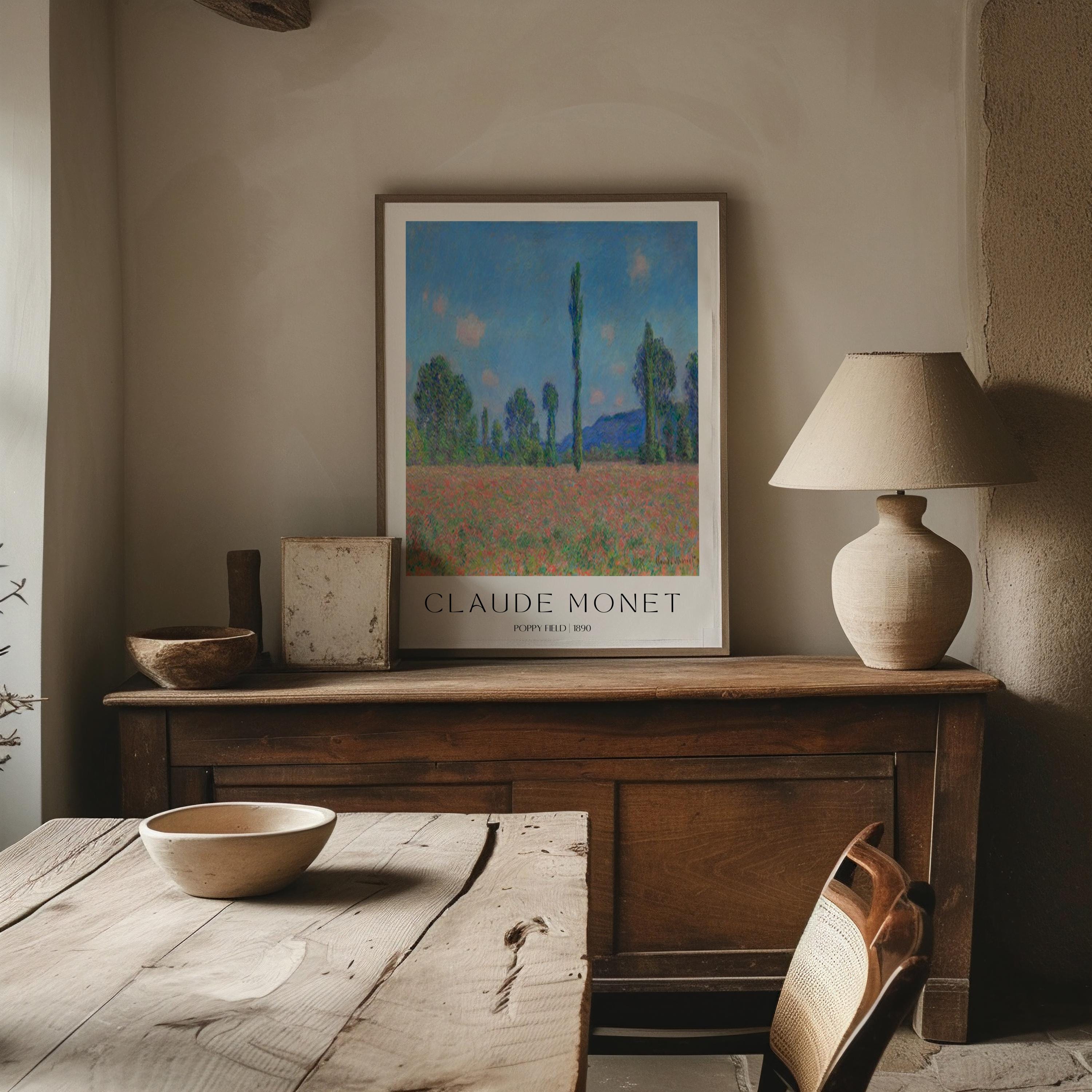Vintage Claude Monet Painting | Poppy Field Landscape Art | French ...