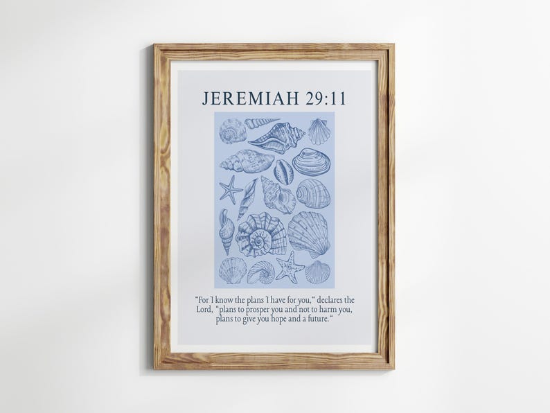 Jeremiah 29:11 Bible Verse Print | Pink Seashell Scripture Art ...