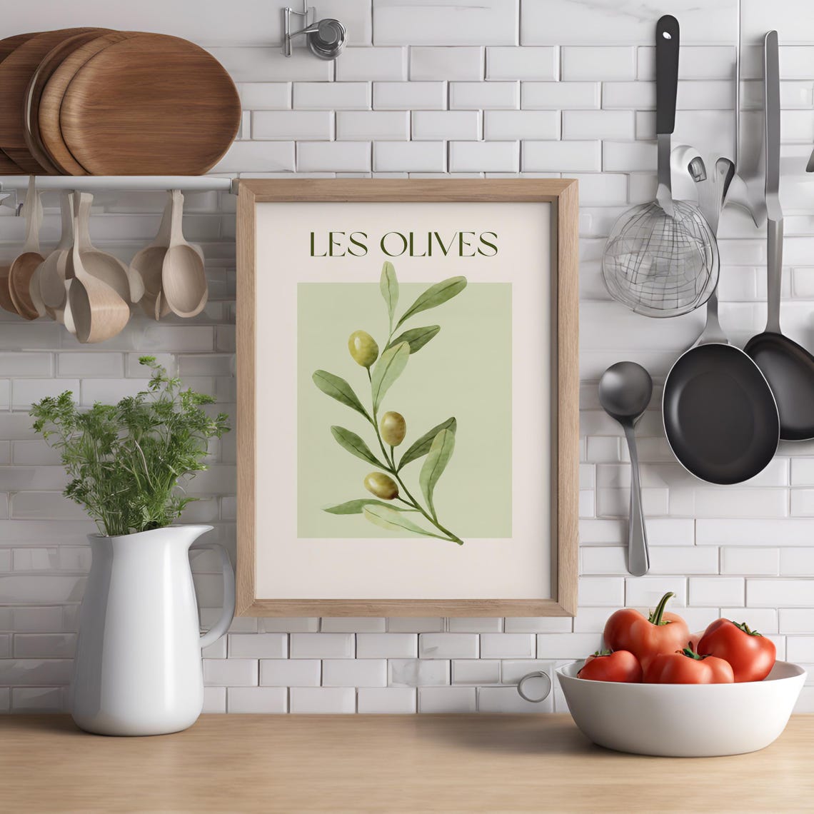 Olives Illustration Wall Art Print, Herb Kitchen Print, Botanical ...