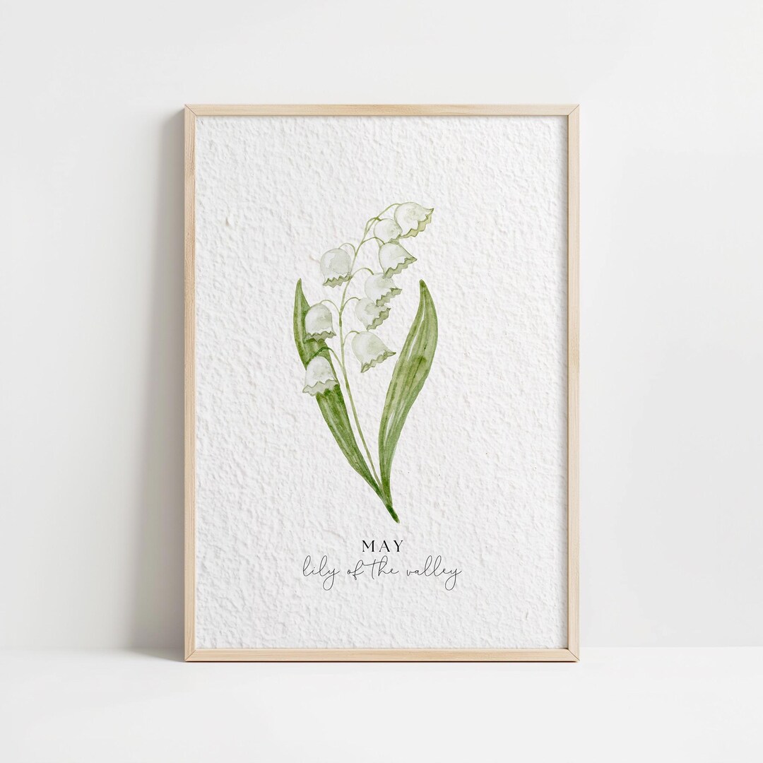 Watercolor May Lily of the Valley Birth Month Flower Vintage Floral Art ...