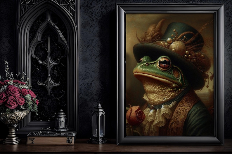 Victorian Style Frog Wall Art Print, Dark Cottagecore Poster, Victorian ...