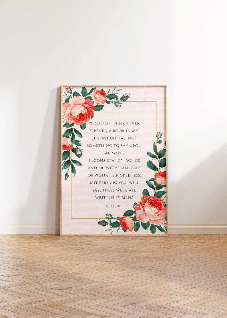 Jane Austen Reading Quote Wall Art, Persuasion Print, Famous Quote ...