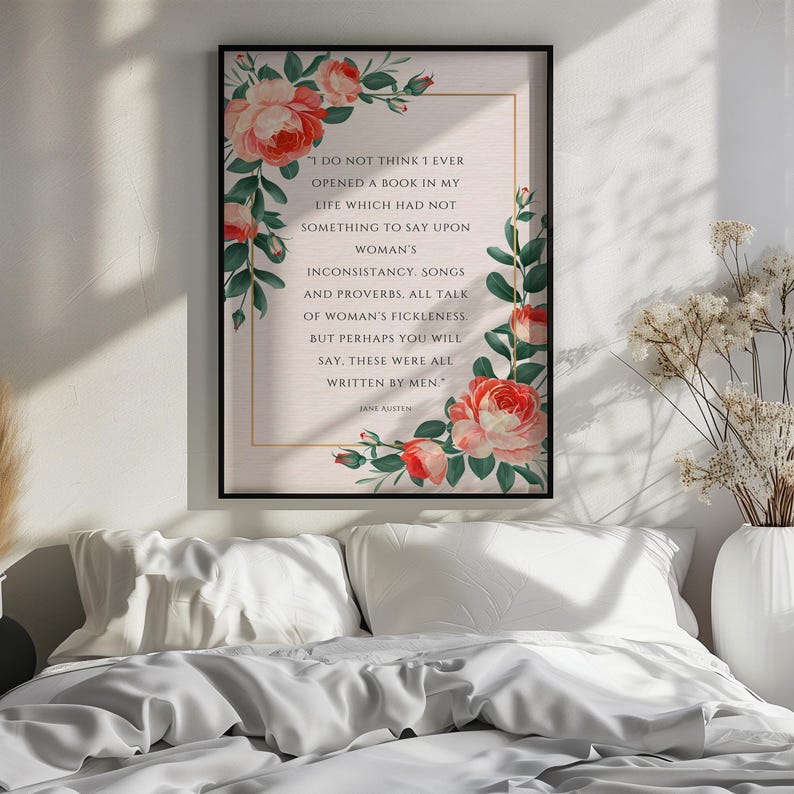 Jane Austen Reading Quote Wall Art, Persuasion Print, Famous Quote ...