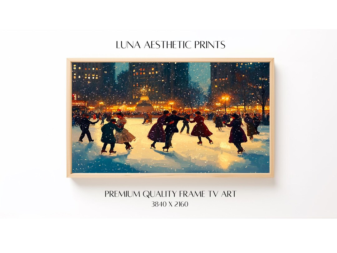 Christmas Ice Skating Frame TV Art | Winter City Ice Rink Samsung Frame ...