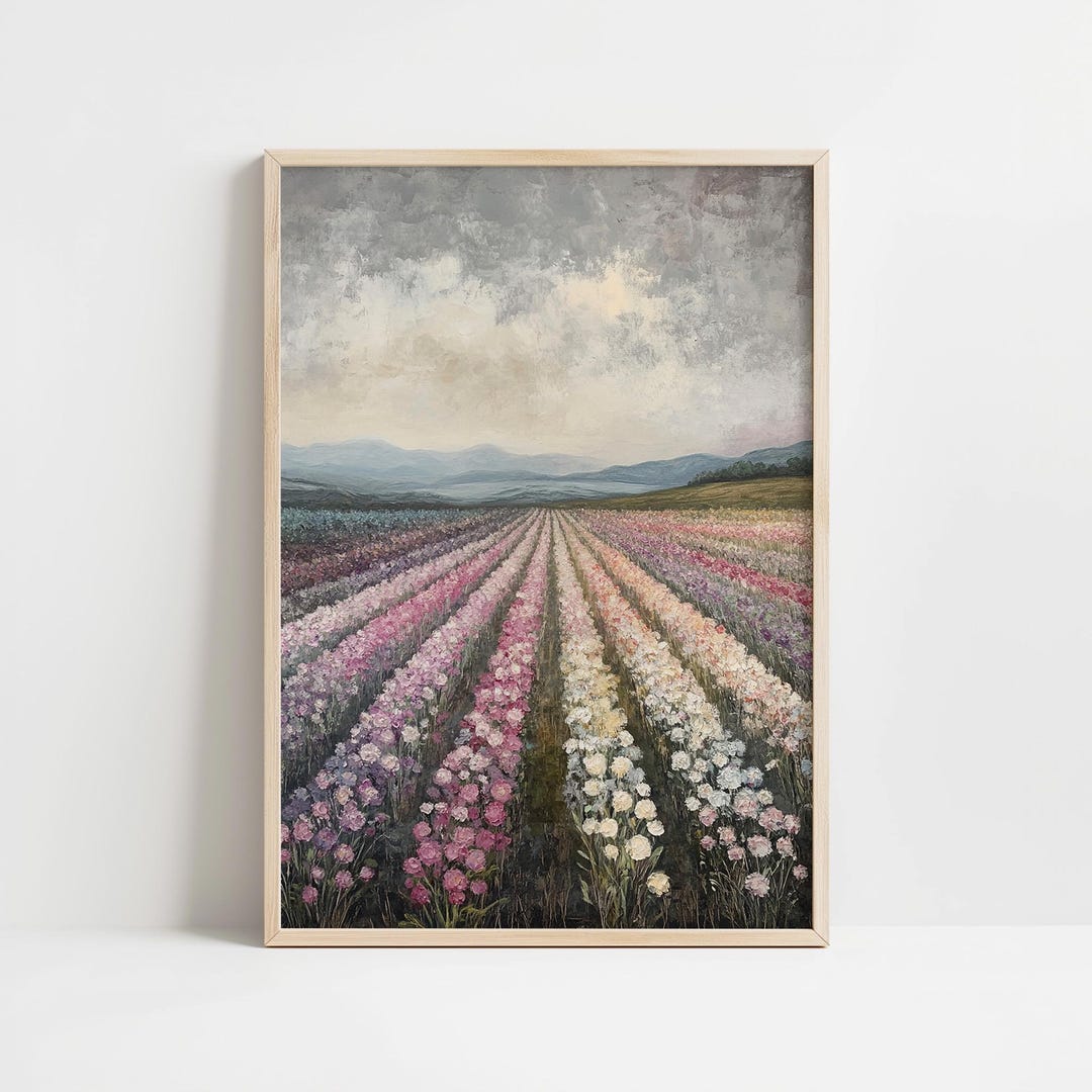 Field of Flowers Painting, Pastel Botanical Painting, Colorful Pastel ...