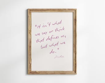 Famous Quote Poster Jane Austen Quote Printable Wall Art Gift for Women ...