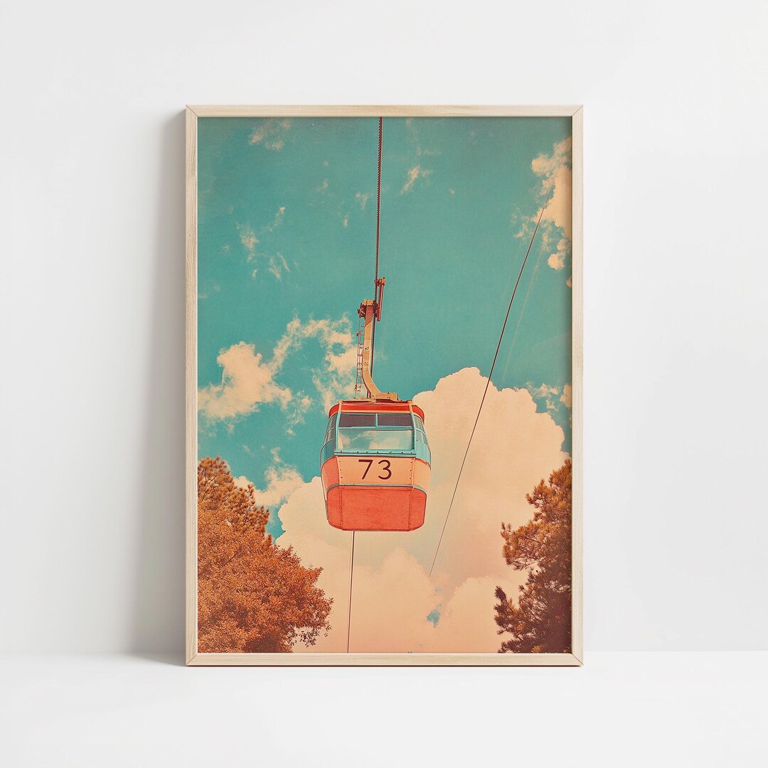 Vintage Cable Car Wall Art | Retro Digital Download | Colorful Gondola ...
