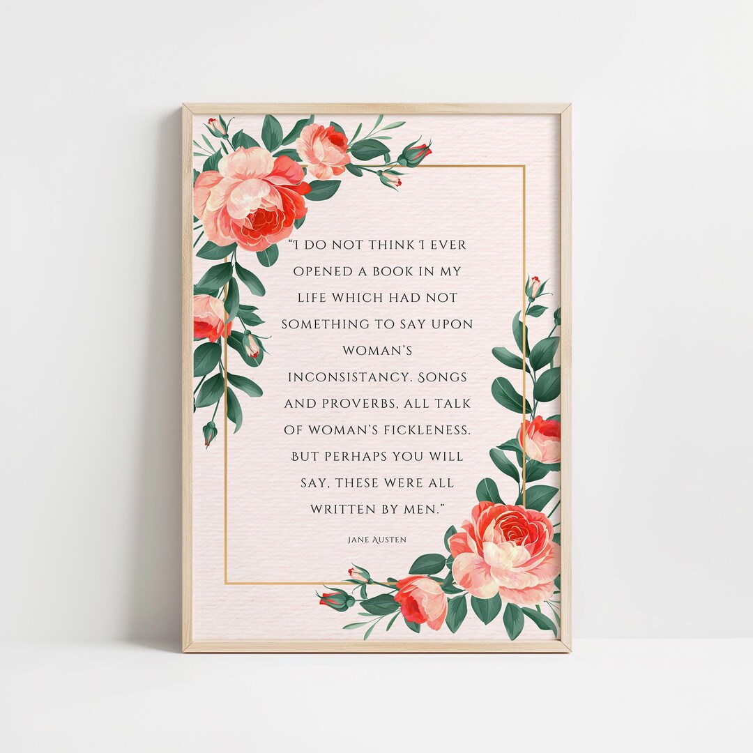 Jane Austen Reading Quote Wall Art, Persuasion Print, Famous Quote ...
