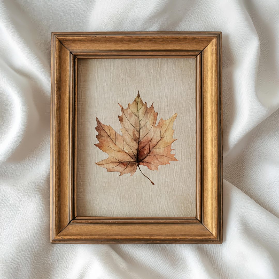 Vintage Fall Leaf Wall Art Print – Neutral Autumn Botanical Artwork ...