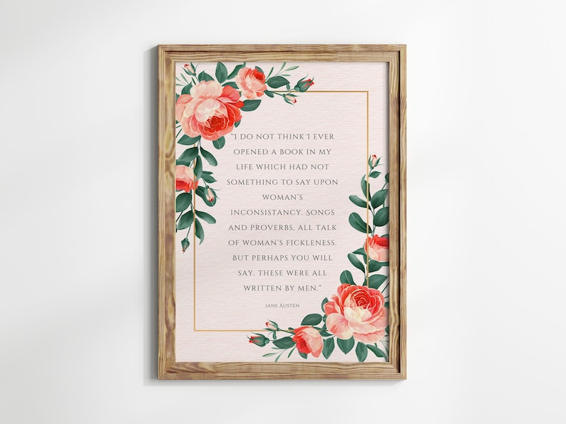 Jane Austen Reading Quote Wall Art, Persuasion Print, Famous Quote ...