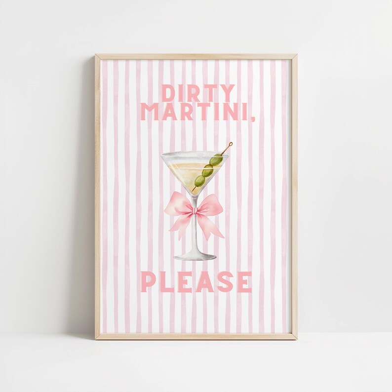 Dirty Martini Wall Art | Trendy Martini Print | Coquette | Vintage Bar ...